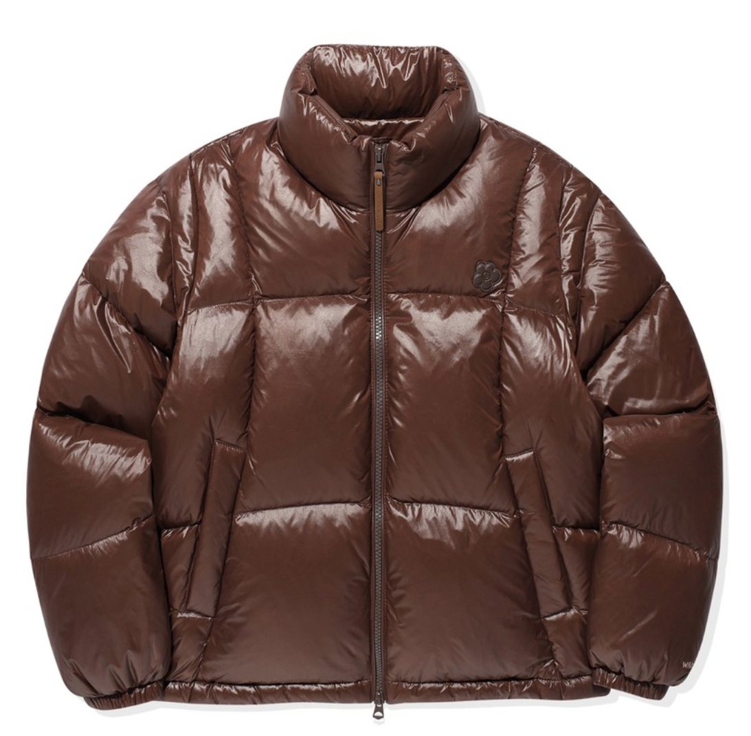 Women's Glossy Down Short Puffer Brown | Wacky Willy | Couturist
